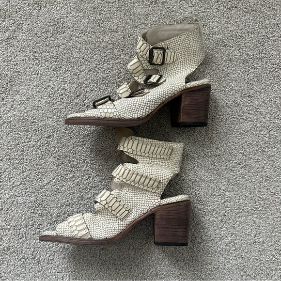 Freebird by Steven | Shoes | Nwt Freebird By Steven Quail White Snake Leather Buckle Booties ...